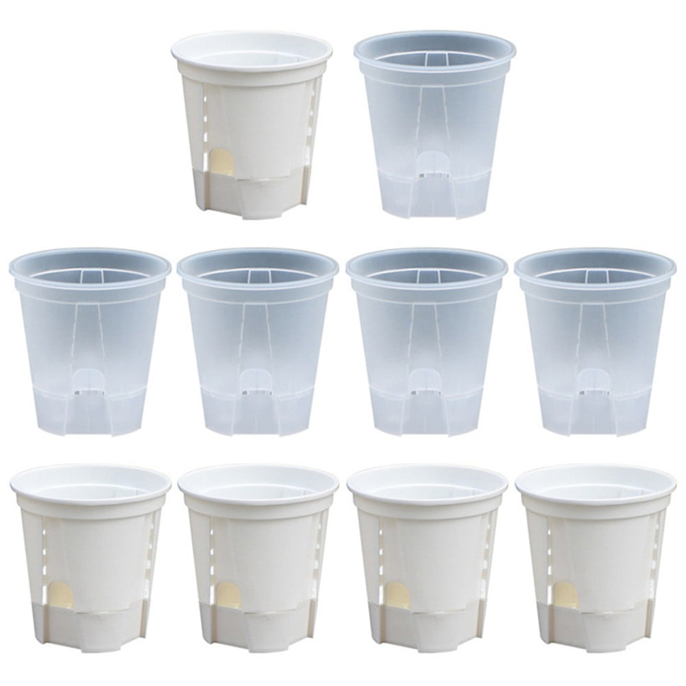 Arkzeo Self-Watering Plastic Garden Pots - 10 Pack With Drainage ...
