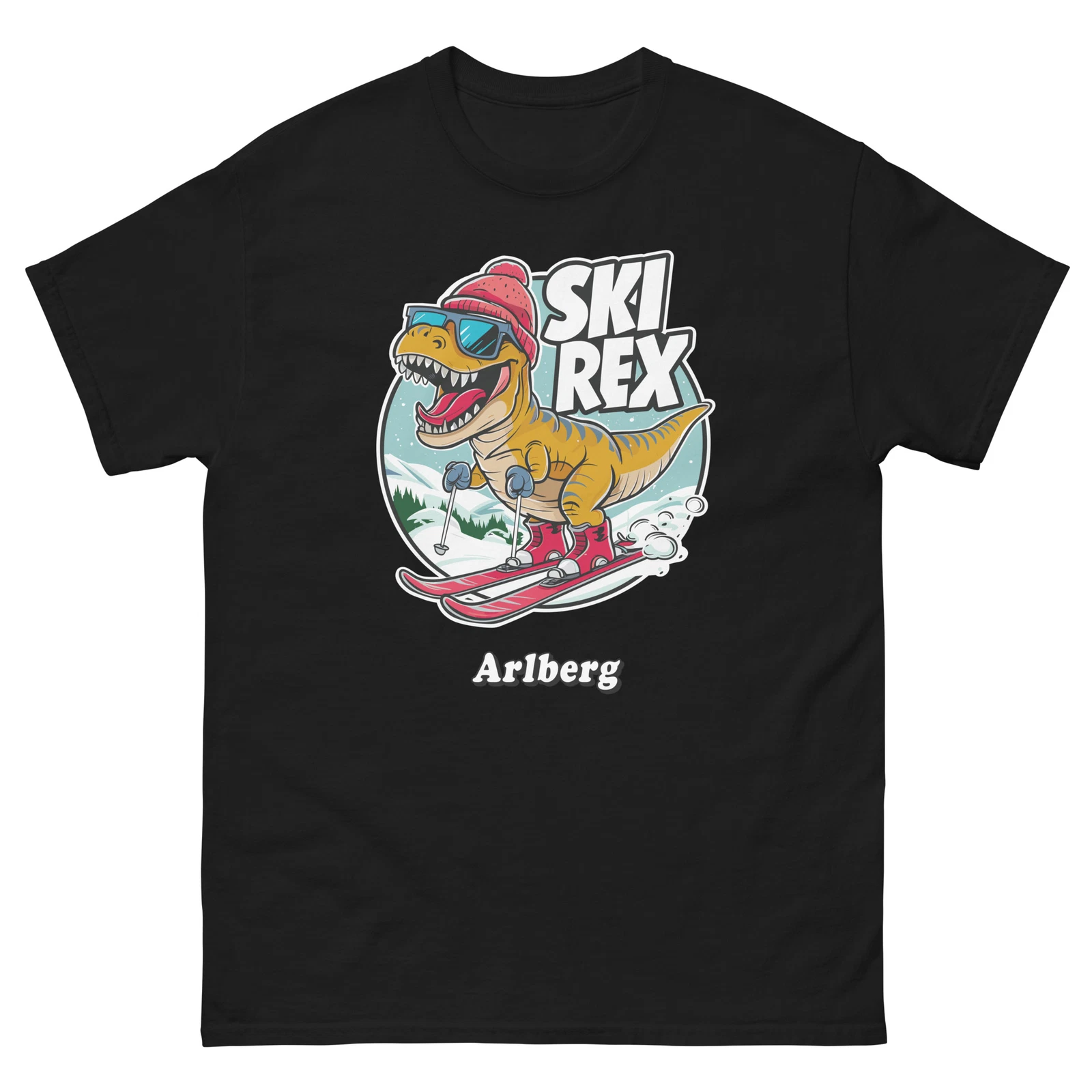 Arlberg Ski Rex Skiing T-Rex Dinosaur Shirt Dino Skier T-Shirt ...