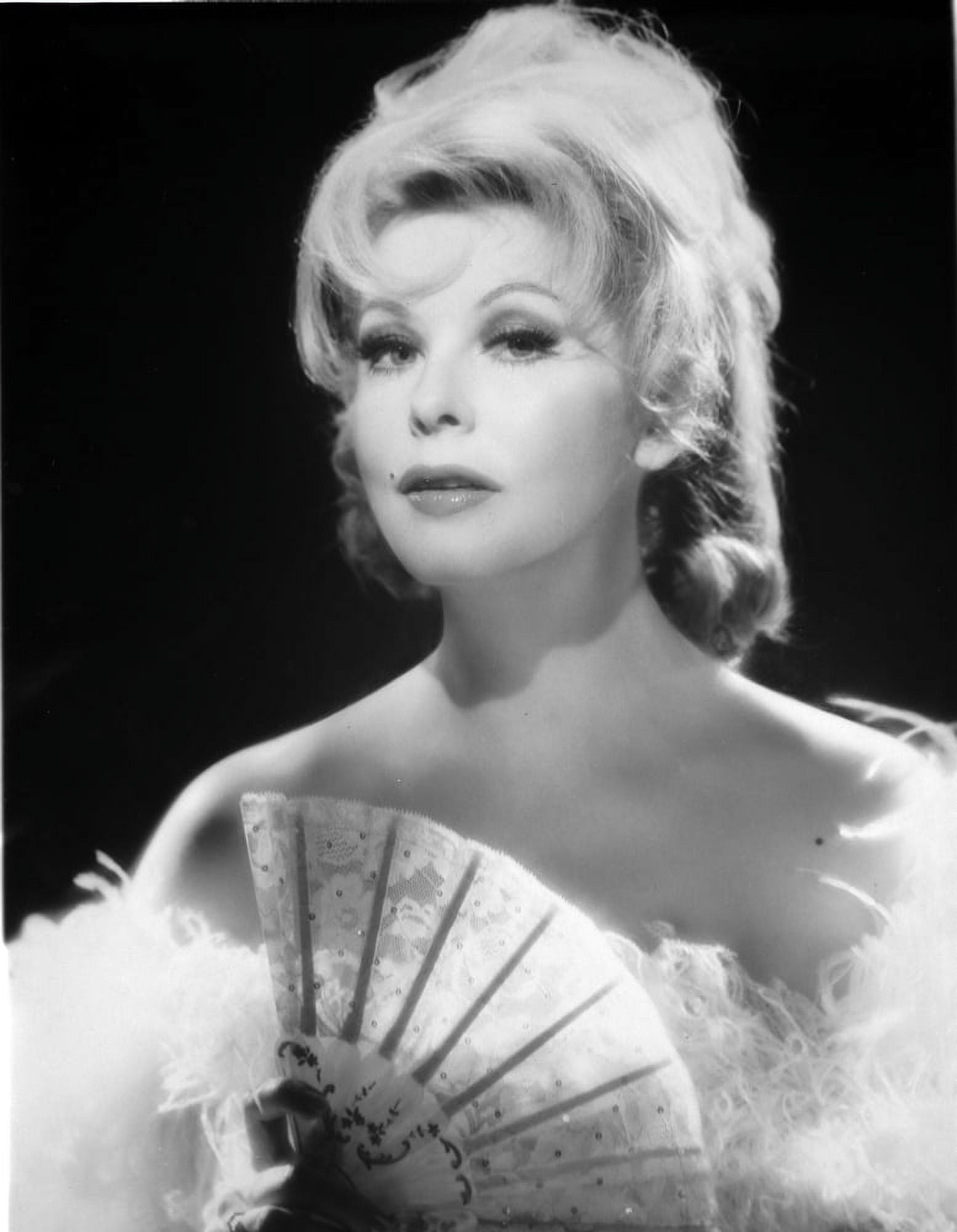 Arlene Dahl in White Furry Dress with Fan Portrait Photo Print (24 x 30 ...