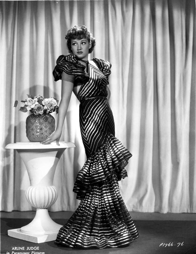 Arlene Judge on a Stripe Gown and Leaning Photo Print (24 x 30 ...