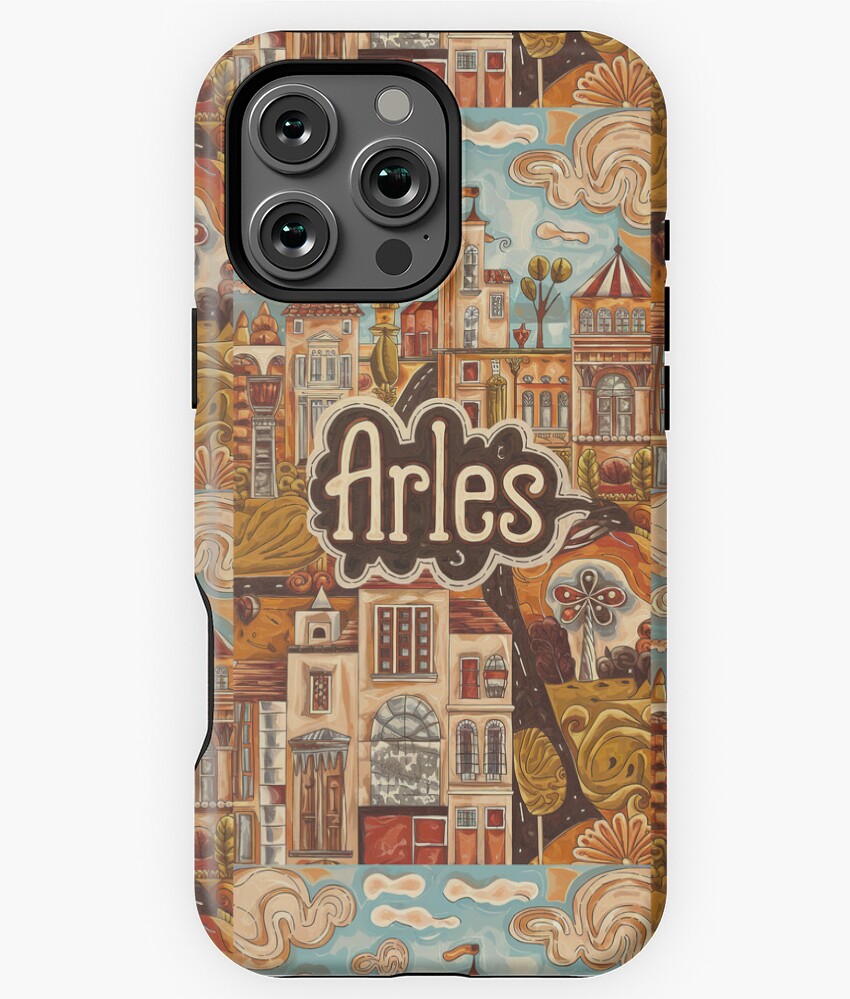 Arles City of France Retro Doodle Art Phone Case for iPhone 16 15 14 13 ...