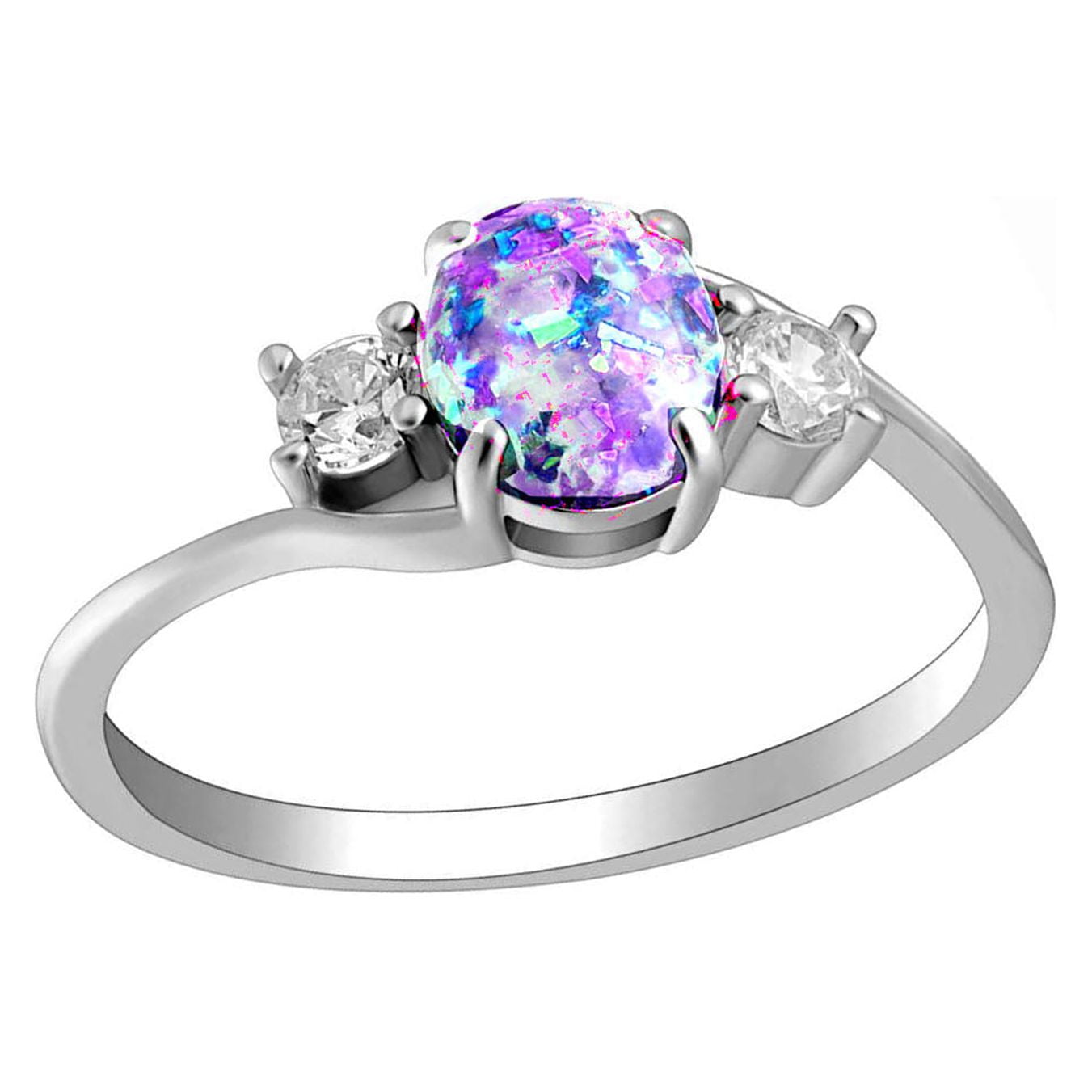 Arlette Simulated Fire Green or Purple Opal Ring Womens Engagement ...