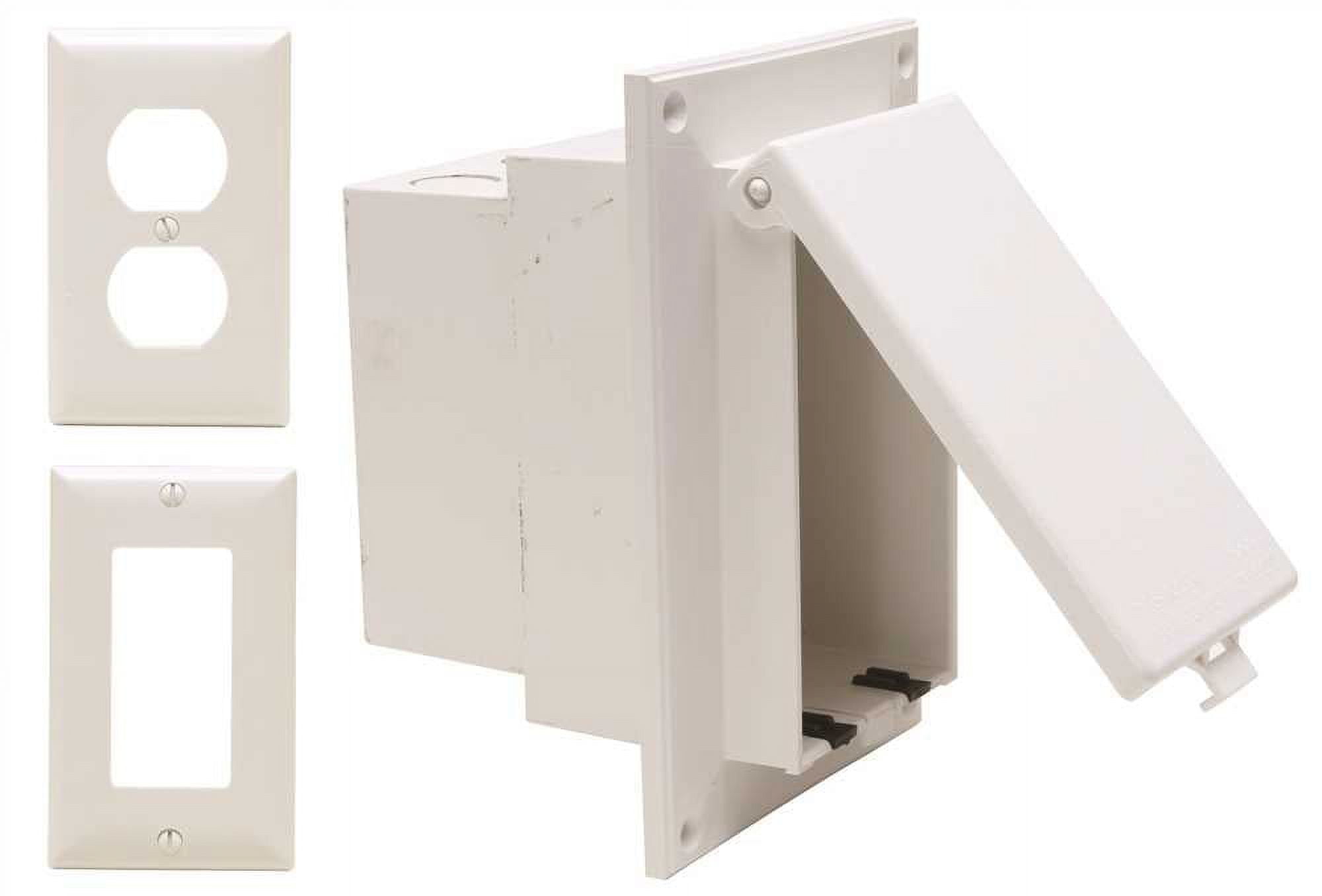 Arlington DBVR1W-1 Recessed Outlet Box Wall Plate Kit for Flat Surface ...