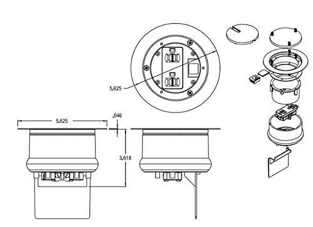 Arlington FLBC4580 Recessed Power and Data Round Floor Box for Existing ...