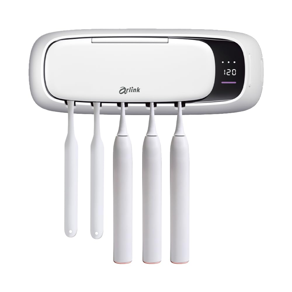 Arlink TS65 Toothbrush Heat Dryer Holder, 122°F Heat Drying, 5 toothbrushes Slot, Cordless ...