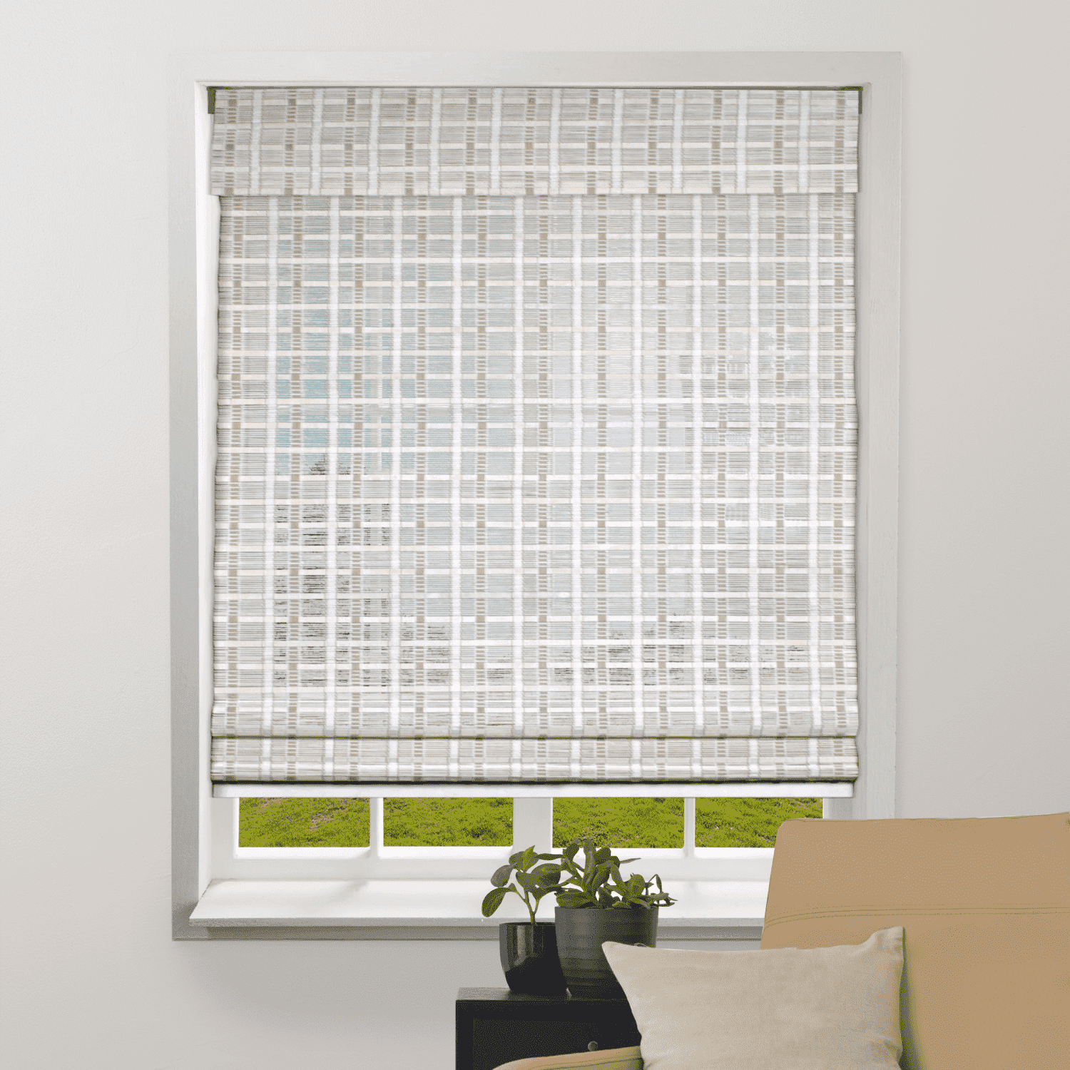 "Arlo Custom Cordless Whitewash Bamboo Roman Shade for Windows, Light ...