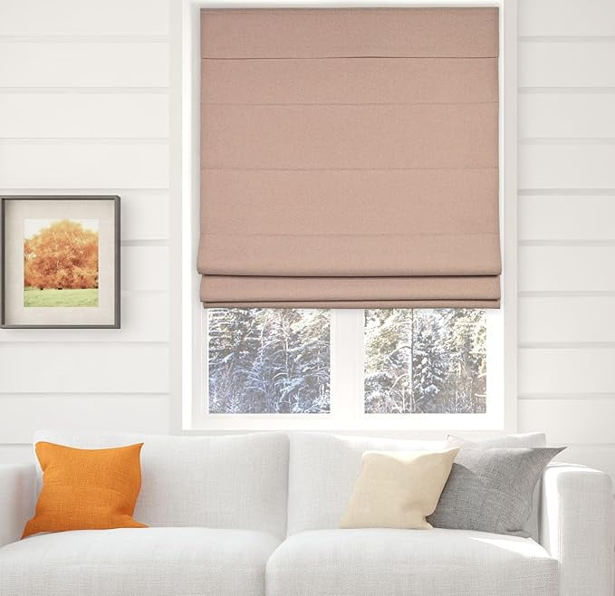 Arlo Blinds Thermal Room Darkening Fabric Roman Shades, Color: Oatmeal Textured, Size: 24"W X 60 ...