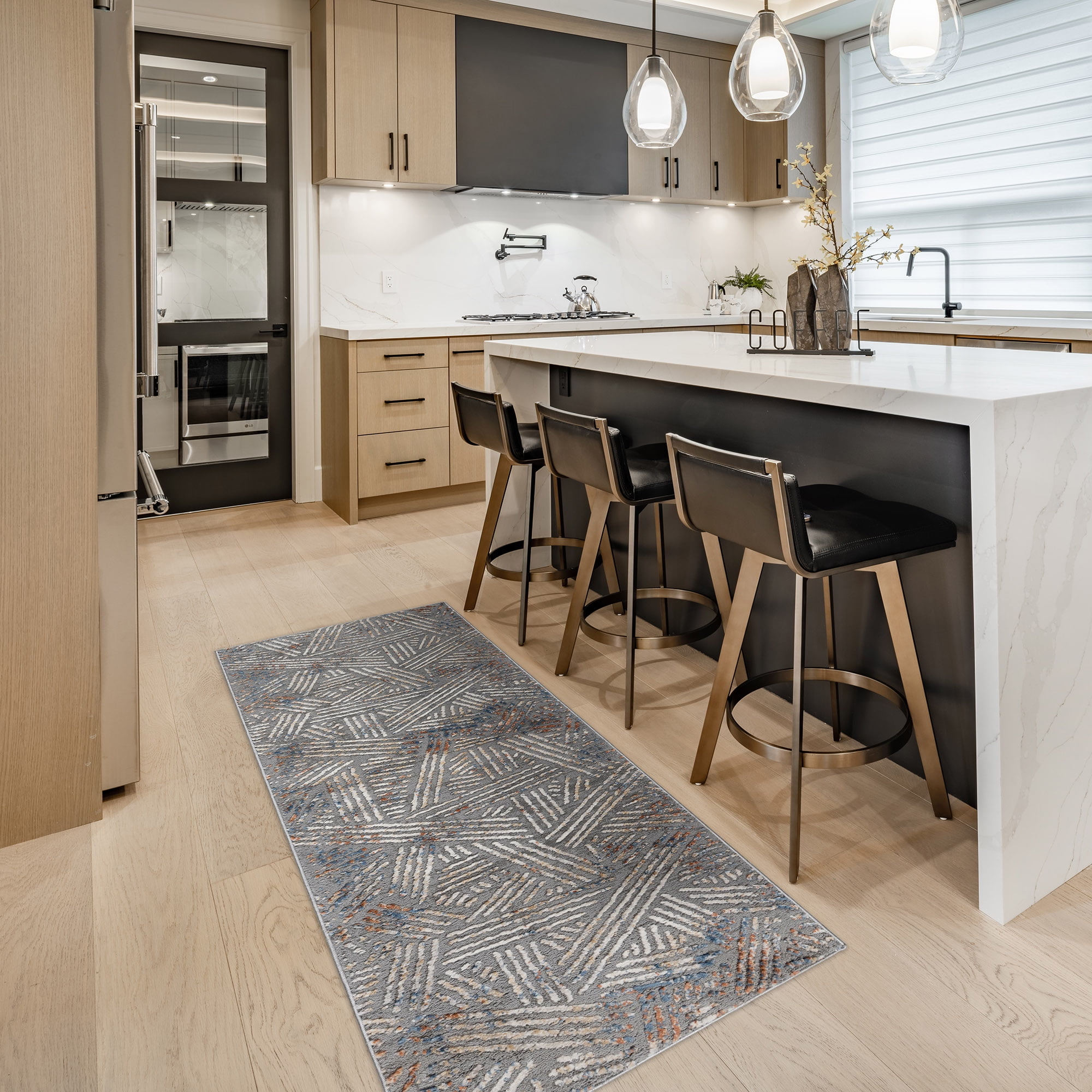 Arlo Takara Modern Abstract Gray Area Rug, 2x6 - Walmart.com