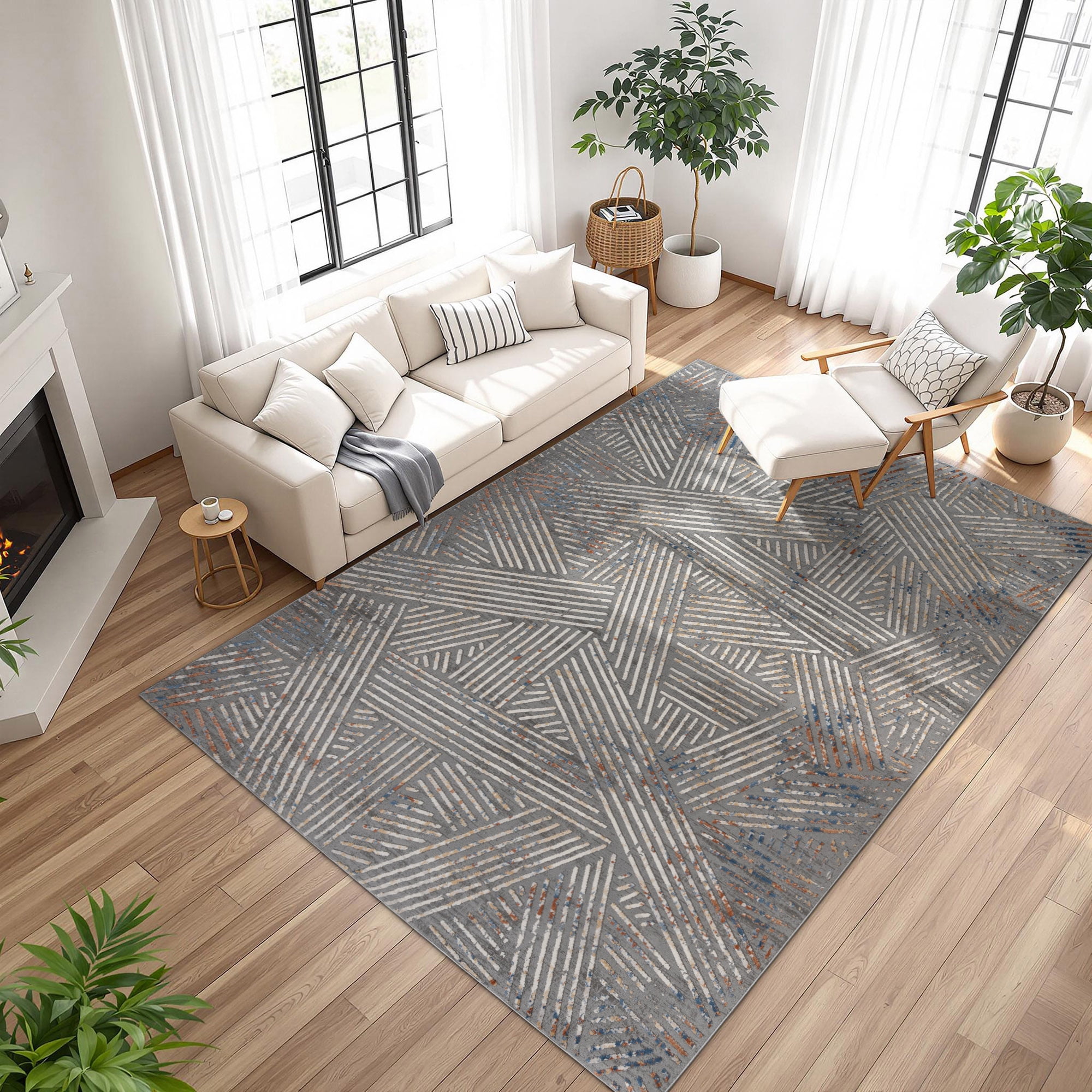 Arlo Takara Modern Abstract Gray Area Rug, 5x8 - Walmart.com