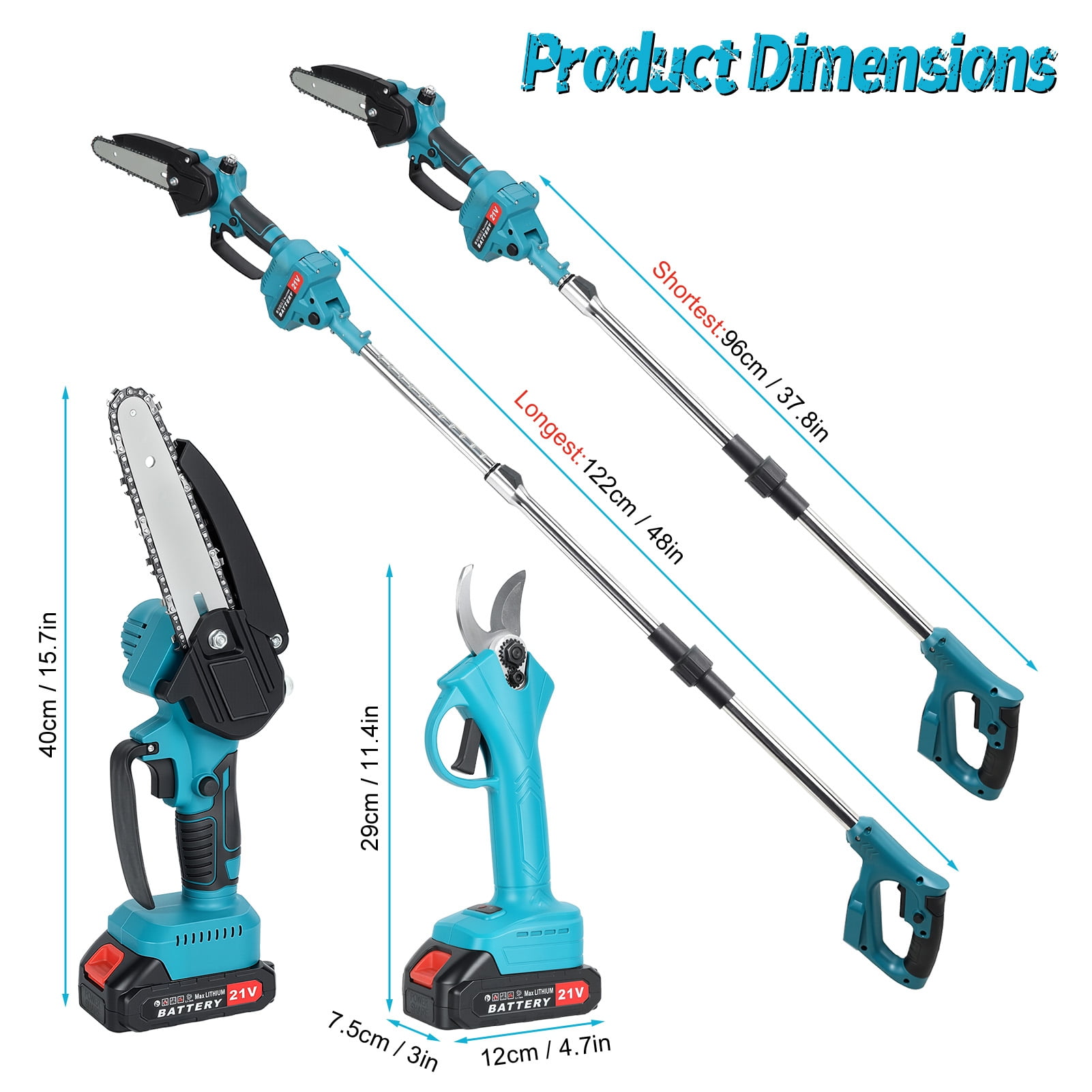 Arlohe 3-in-1 Electric Pole Saw Kit,550W Motor,180cm Reach with Pruning ...