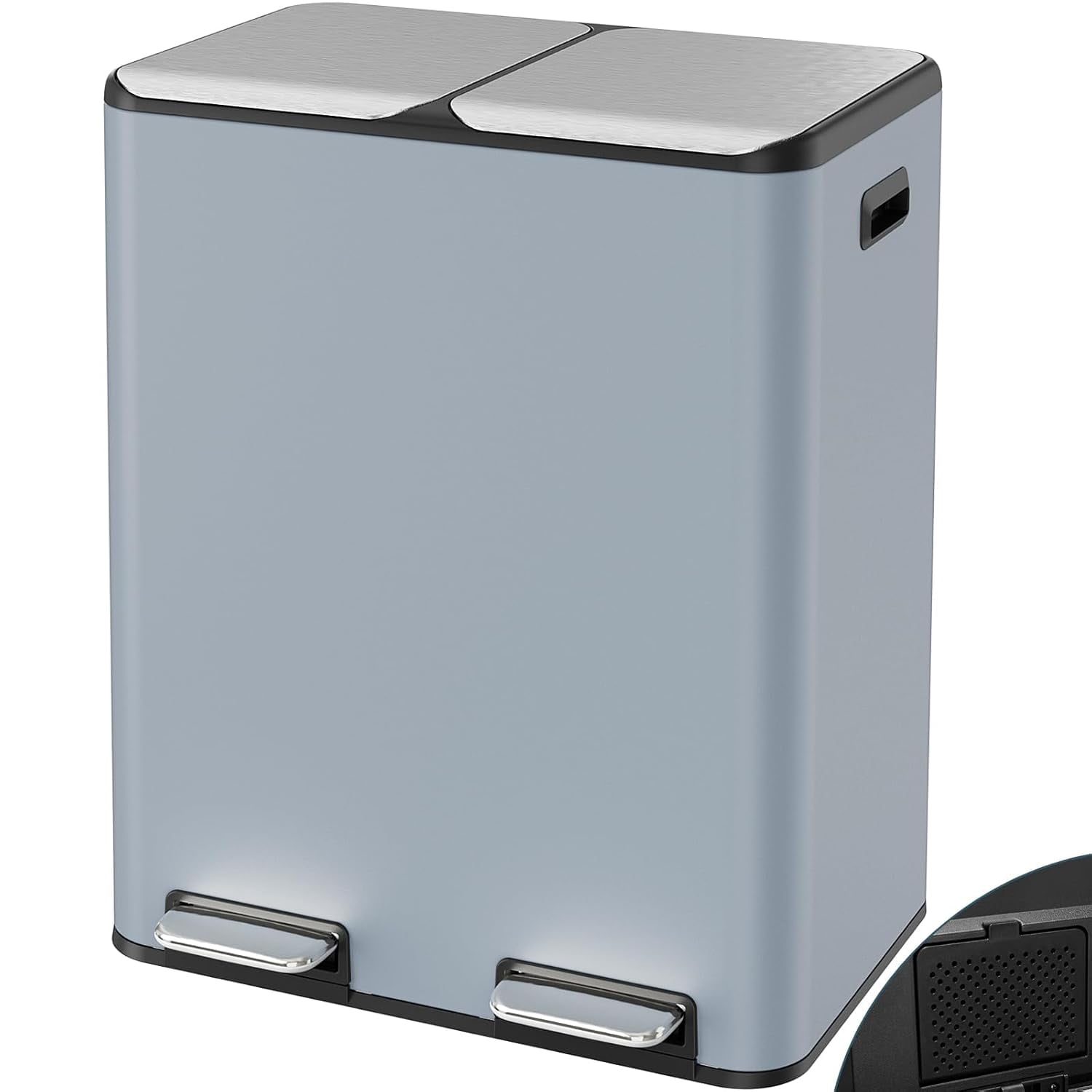 Arlopu 16 Gal Dual Trash Can Kitchen Garbage Bin Recycle Waste Dustbin ...