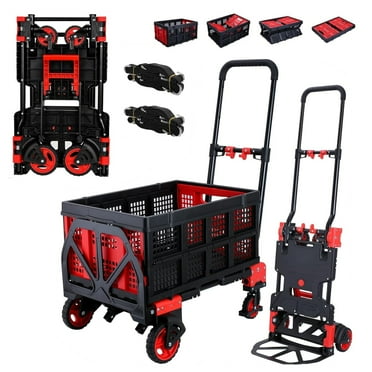 330lb Cap. Push Cart Dollies,Foldable Steel Hand Push Dolly with 4 ...