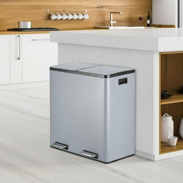 ChaoLink 2 x 8 Gallon Stainless Steel Double Trash Can with Lid, Large ...