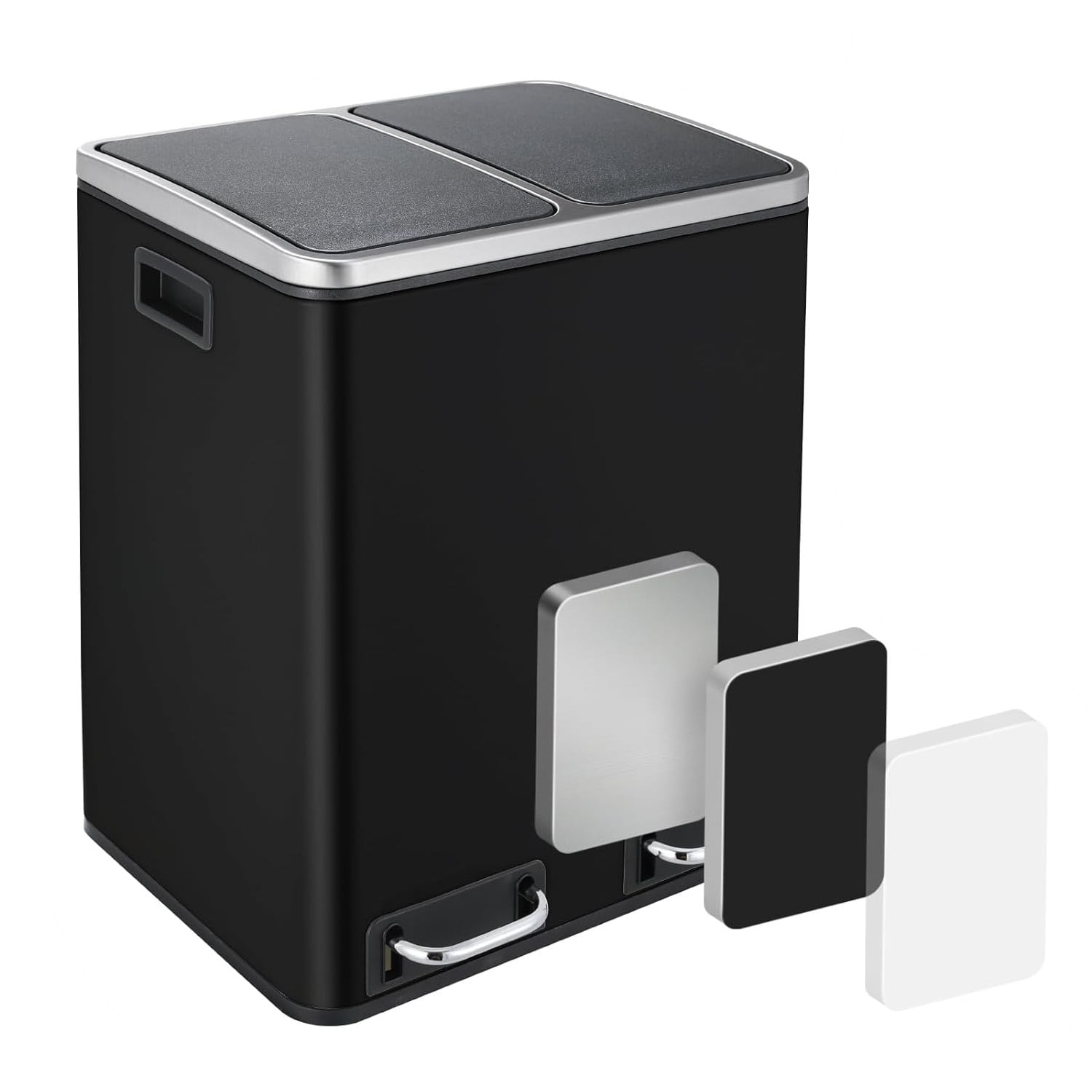 Arlopu 2 x 4 Gallon Kitchen Trash Can, 30 Liter Dual Compartment Step ...