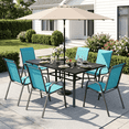 Arlopu 7pcs Outdoor Patio Dining Set, Patio Rectangular Metal Table & 6 ...