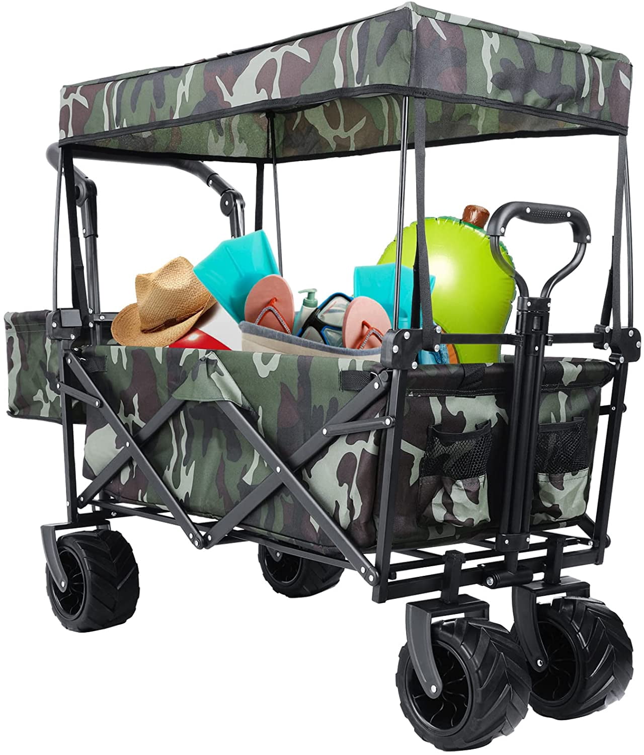 Arlopu Collapsible Folding Utility Wagon Cart with 7" All-Terrain ...