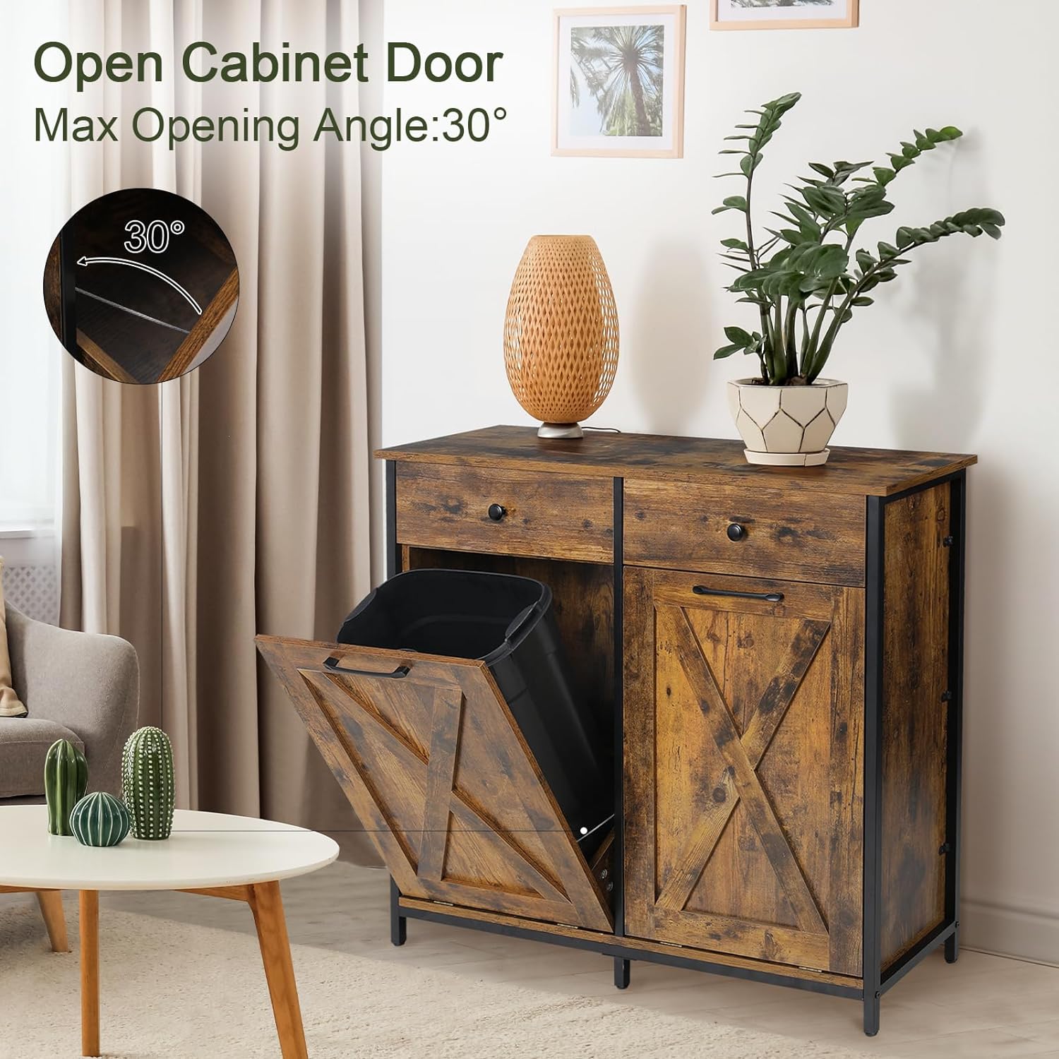 Arlopu Double Tilt Out Trash Cabinet Freestanding Kitchen Recycling ...