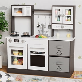 Arlopu Kids Corner Play Kitchen, Ultimate Interactive Wooden Kitchen ...