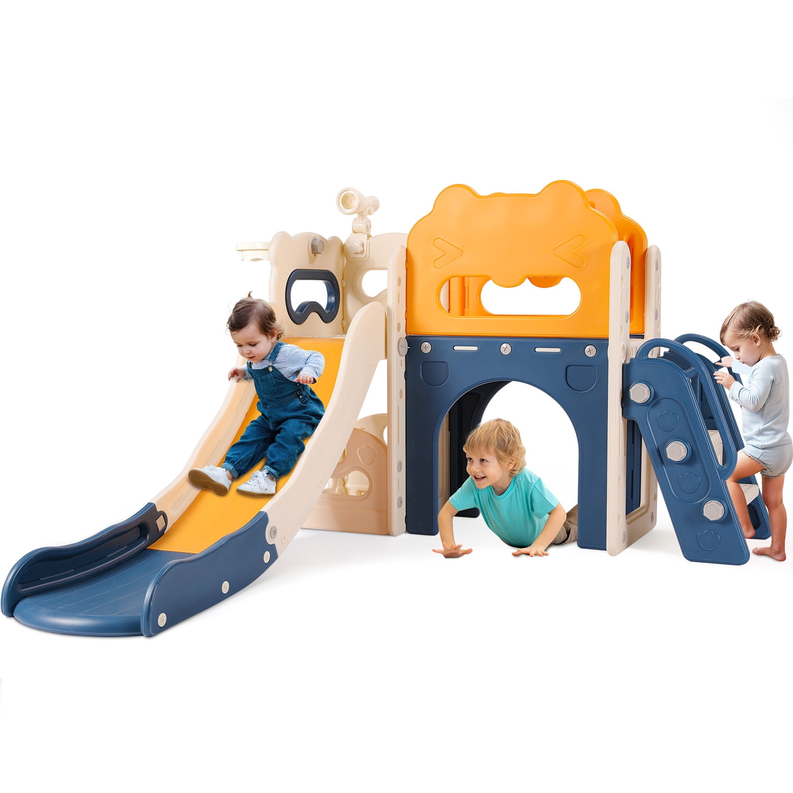 Arlopu Kids Slide, Toddler Slide with Anti-Slip Climber, Basketball ...