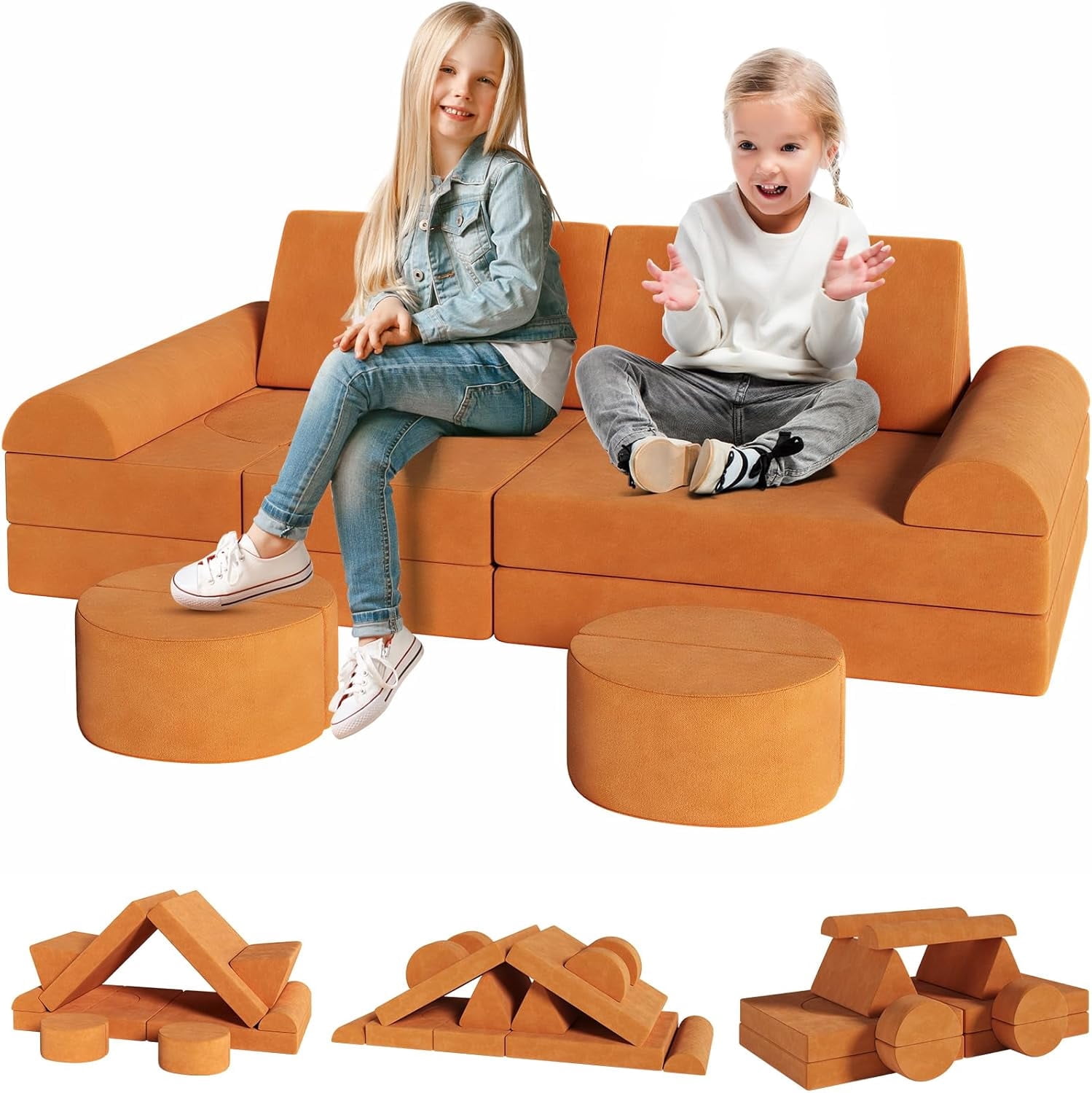 Arlopu Kids Sofa Couch 14 Pcs Linor Modula Toddler Sectional Sofa Baby ...
