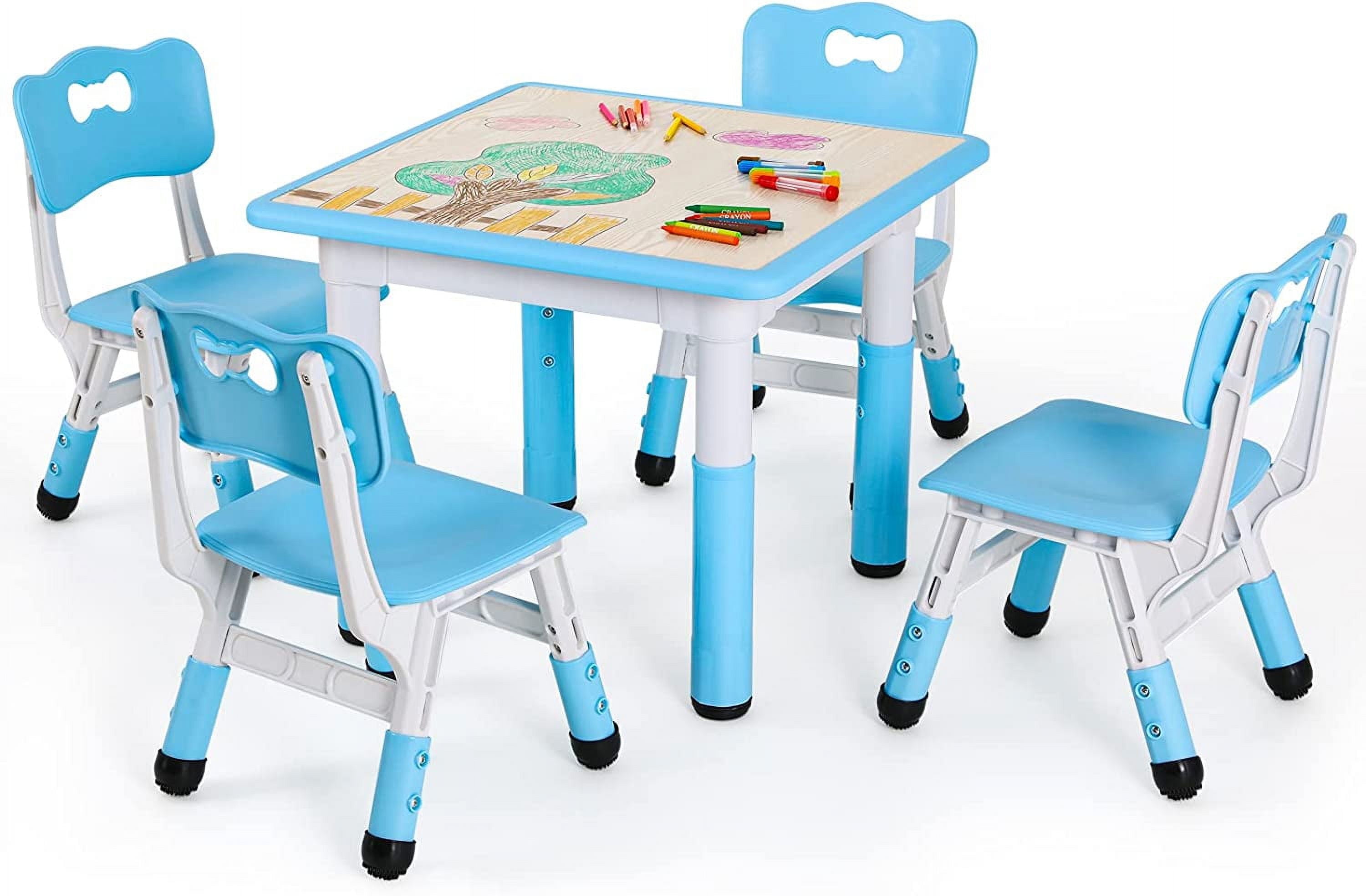 Arlopu Kids Study Table & Chairs Set, Adjustable & Erasable for ...