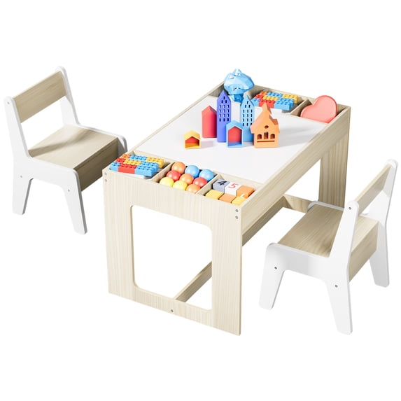 Arlopu Kids Table and Chair Set with Blackboard and Storage Space for ...
