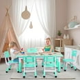 Arlopu Adjustable Plastic Kids Table with 6 Chairs, Toddler Play Set ...