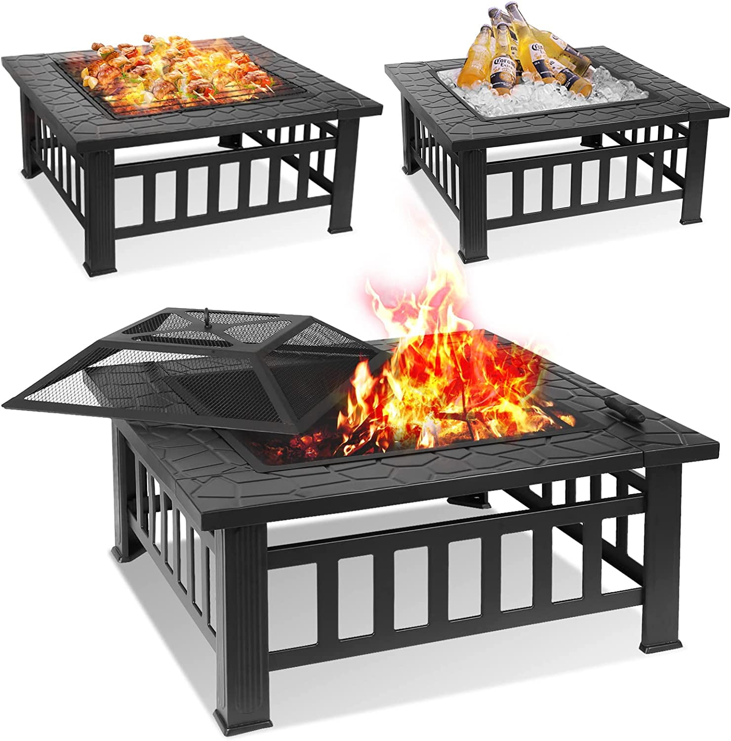 "Arlopu 32"" Outdoor Fire Pits, Wood Burning Fire Pit Table for Patio ...