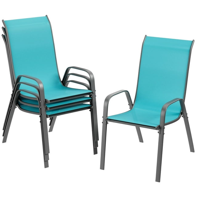 Arlopu Patio Chairs Set of 4 Outdoor Stackable Dining Chairs High Back ...