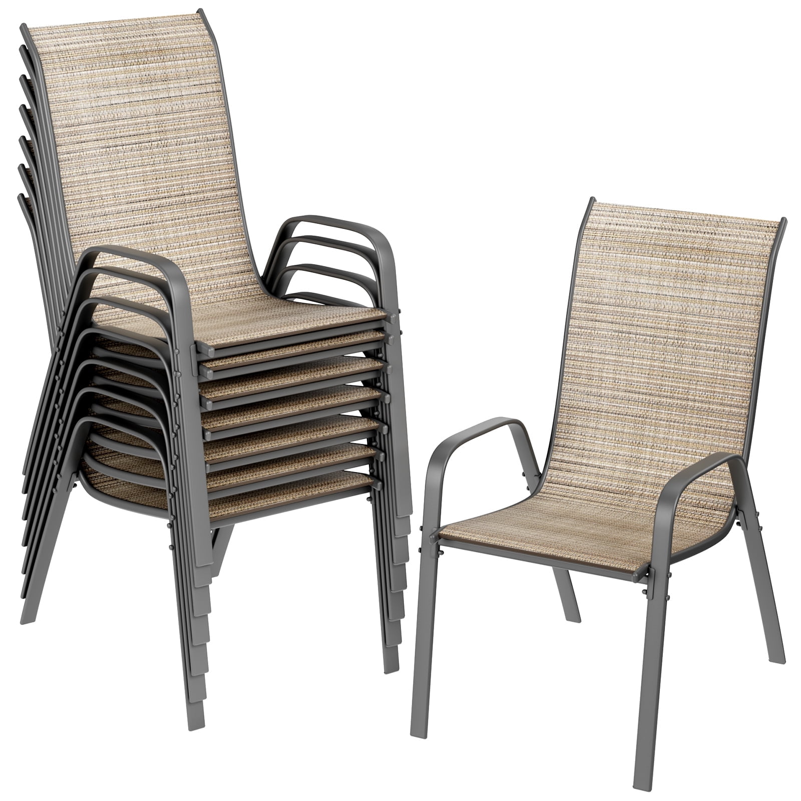 Arlopu Patio Chairs Set of 8, Stackable Outdoor Dining Chairs, Steel ...