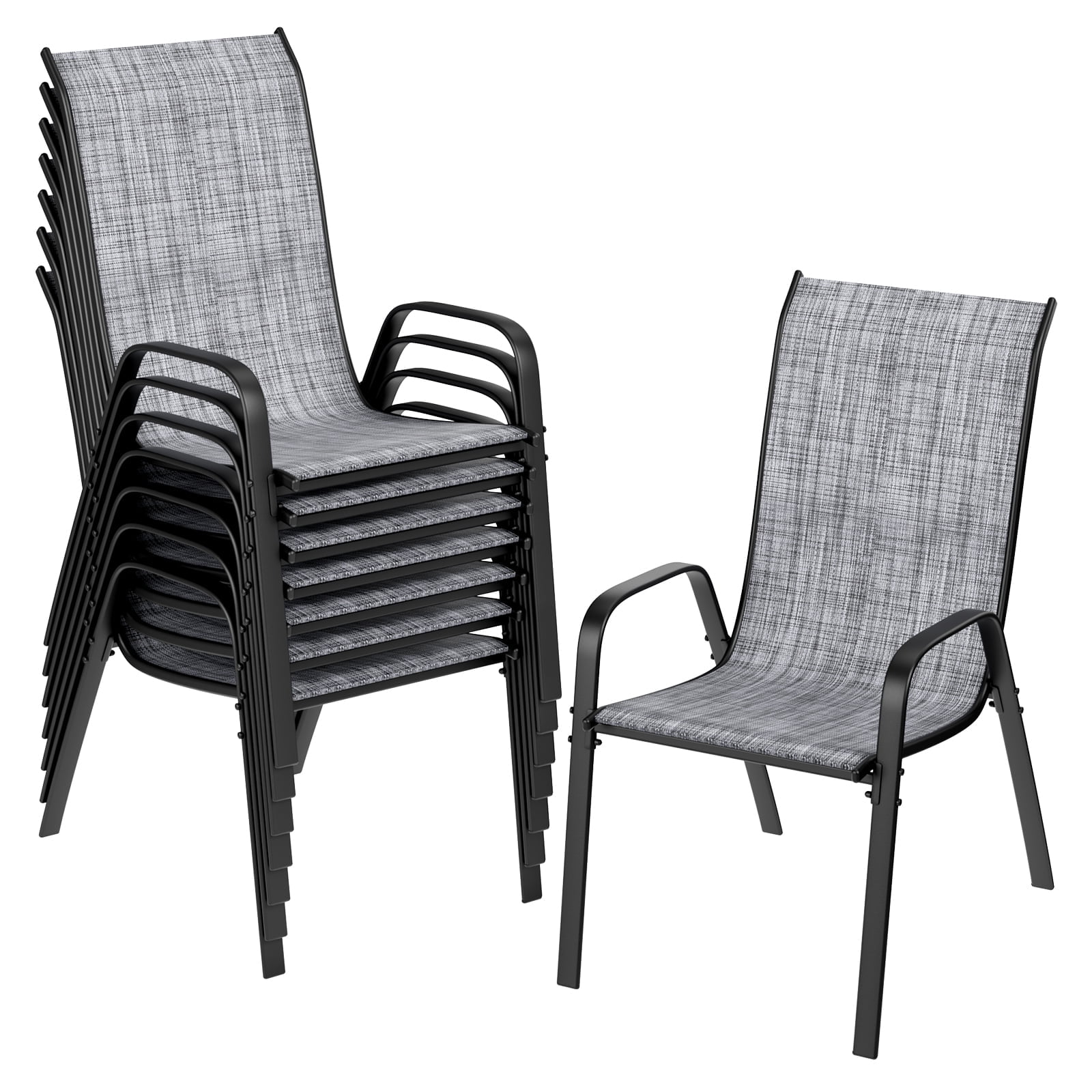 Arlopu Patio Chairs Set of 8, Outdoor Textilene Stackable Dining Seat ...