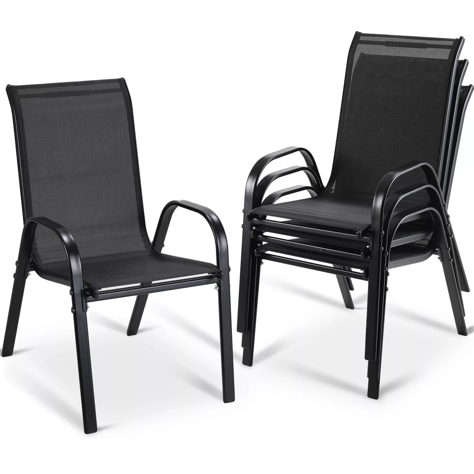 Arlopu Patio Dining Chairs Set of 4, Outdoor Stackable Chairs for ...