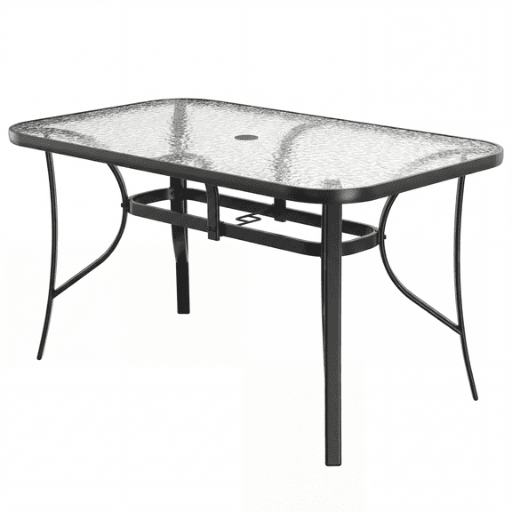 ELPOSUN Patio Outdoor Dining Table Rectangular for 6，All-Weather ...