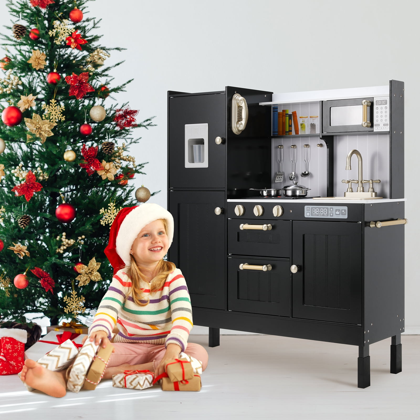 Arlopu Interactive Toddler Toys: Wooden Kitchen Playset with Telephone ...