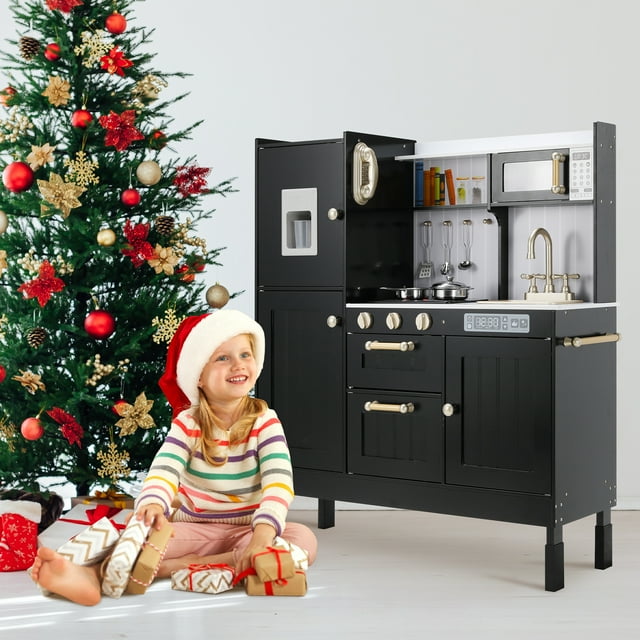 Arlopu Interactive Toddler Toys: Wooden Kitchen Playset with Telephone ...