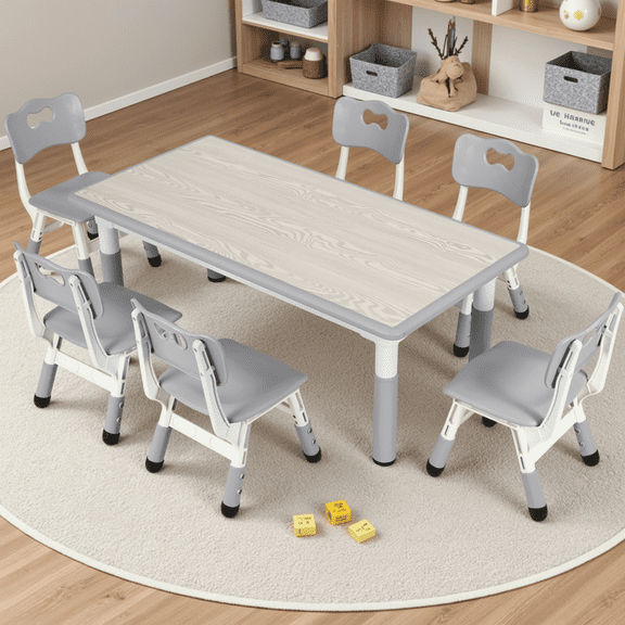 Danolapsi Kids Table and Chairs Set, Height Adjustable Desk With 4 ...