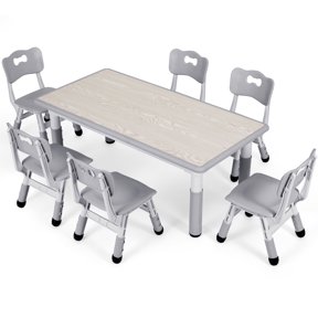 Step2 Mighty My Size Kids Plastic Toddler Table and Chairs Set, Gray ...