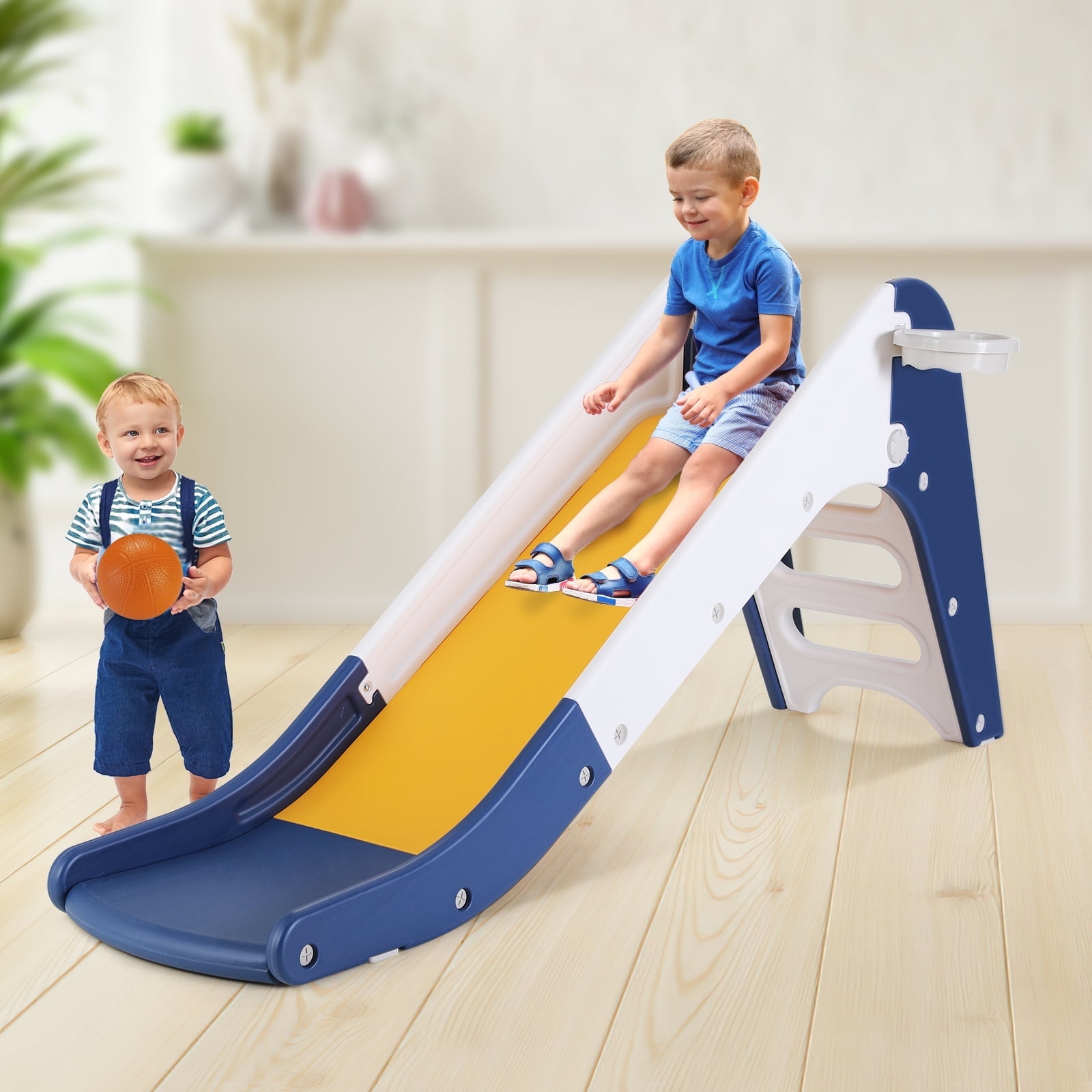 Arlopu Toddler Slide: Climber Playset with Hoop & Ball, Indoor/Outdoor ...