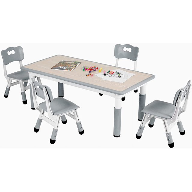 Arlopu Kids Adjustable Height Table & Chairs Set - Multi Activity, For Studying & Reading ...