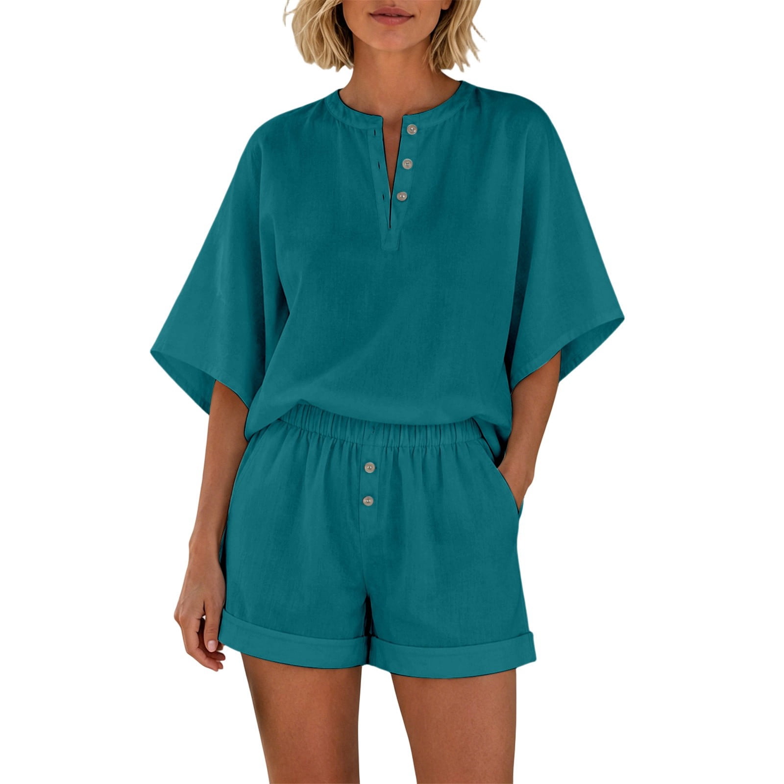 Arlun 2 Piece Short Sets for Women Summer 2026 Casual V-Neck Half ...