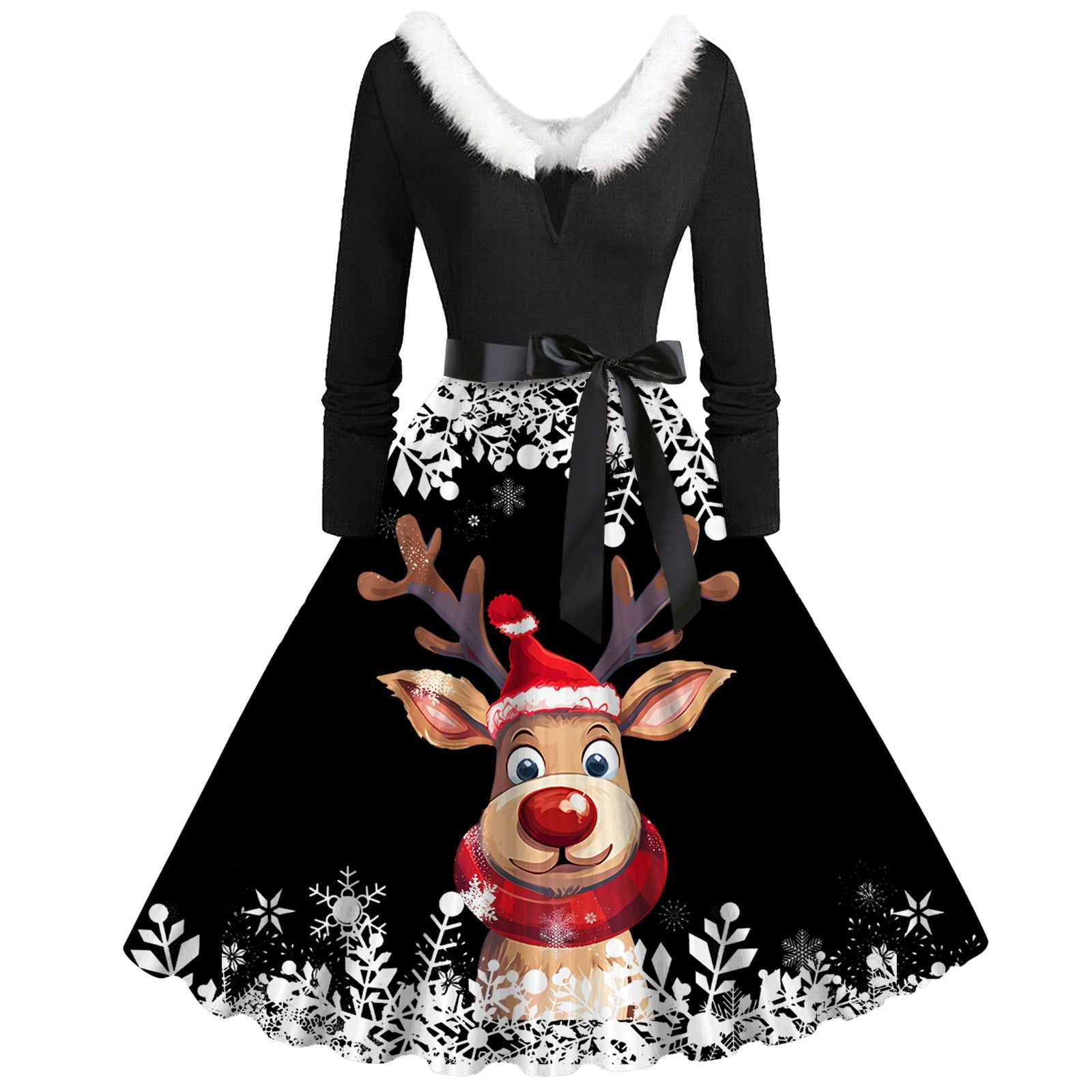 Arlun 2025 Christmas Formal Dresses for Women Trendy Plush V-Neck Cute ...