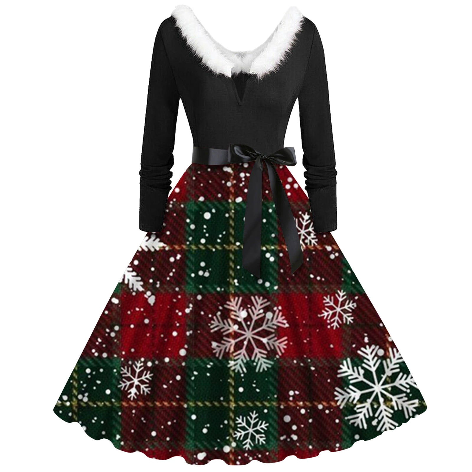 Arlun 2025 Christmas Formal Dresses for Women Trendy Plush V-Neck Cute ...