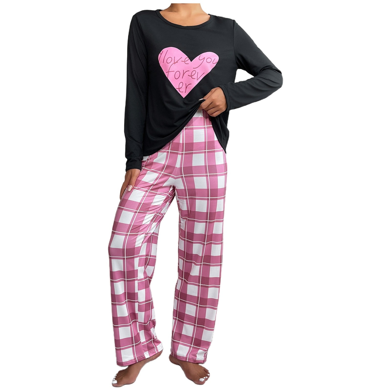 Arlun 2025 Fall Pajamas for Women Set Cute Printed Crewneck Long Sleeve ...