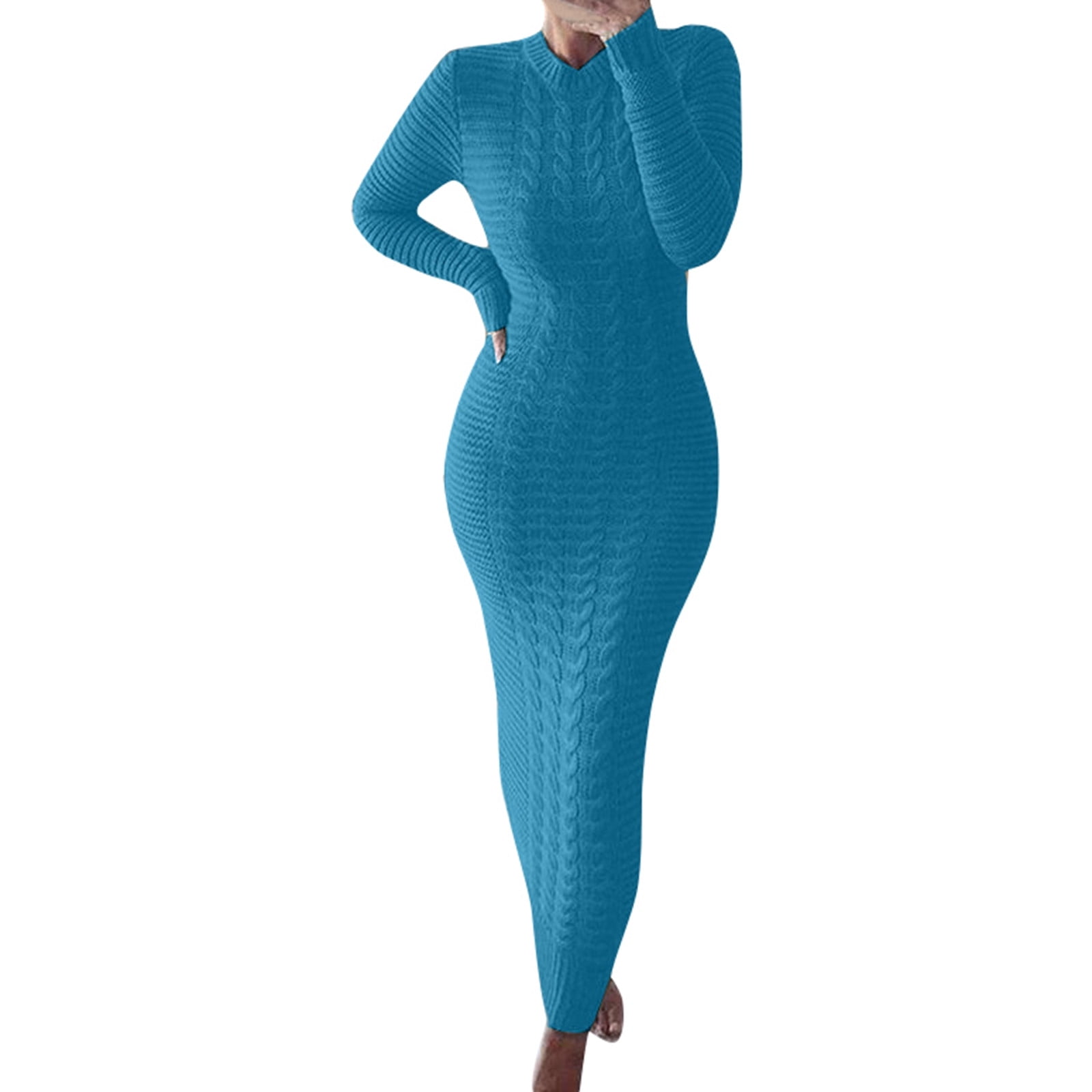 Arlun 2025 Fall Winter Bodycon Maxi Sweater Dresses V-Neck Long Sleeve ...