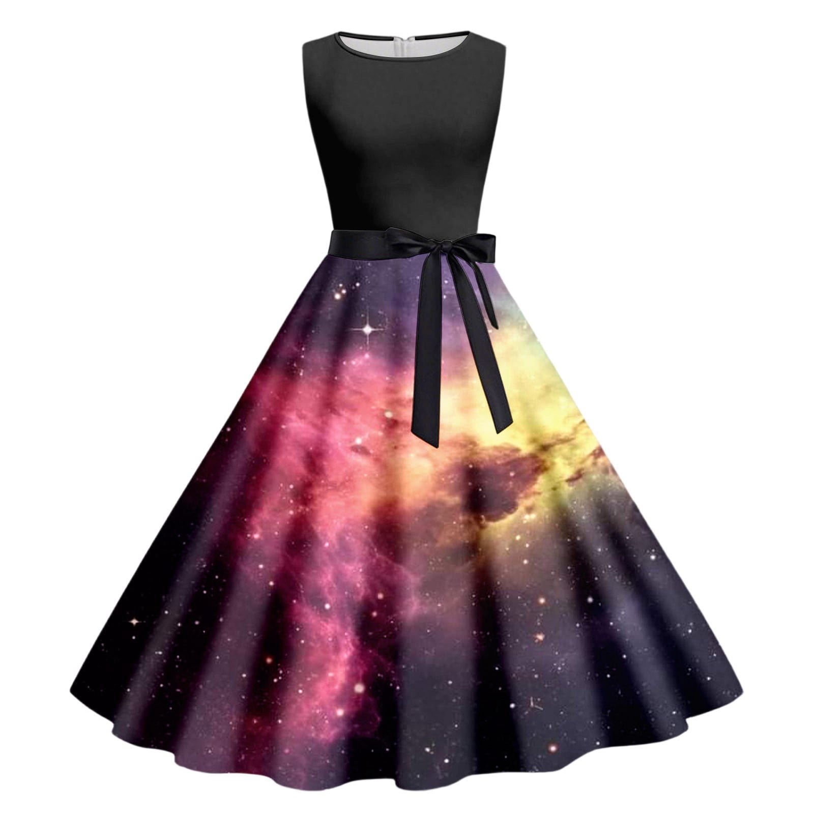 Arlun 2026 Fashion Sleeveless Round Neck Midi Dress Allover Starry Sky ...