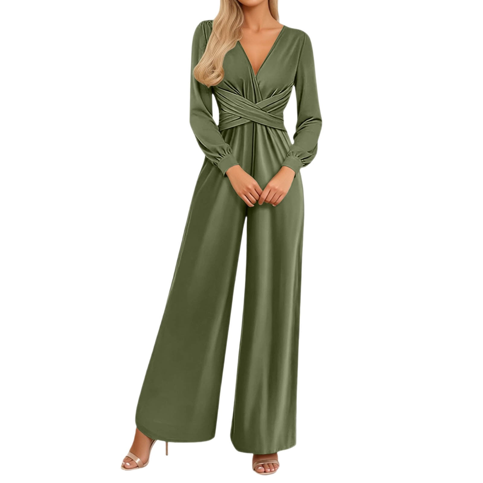 Arlun 2026 Formal Jumpsuits for Women Dressy Long Sleeve V-Neck Wrapped ...