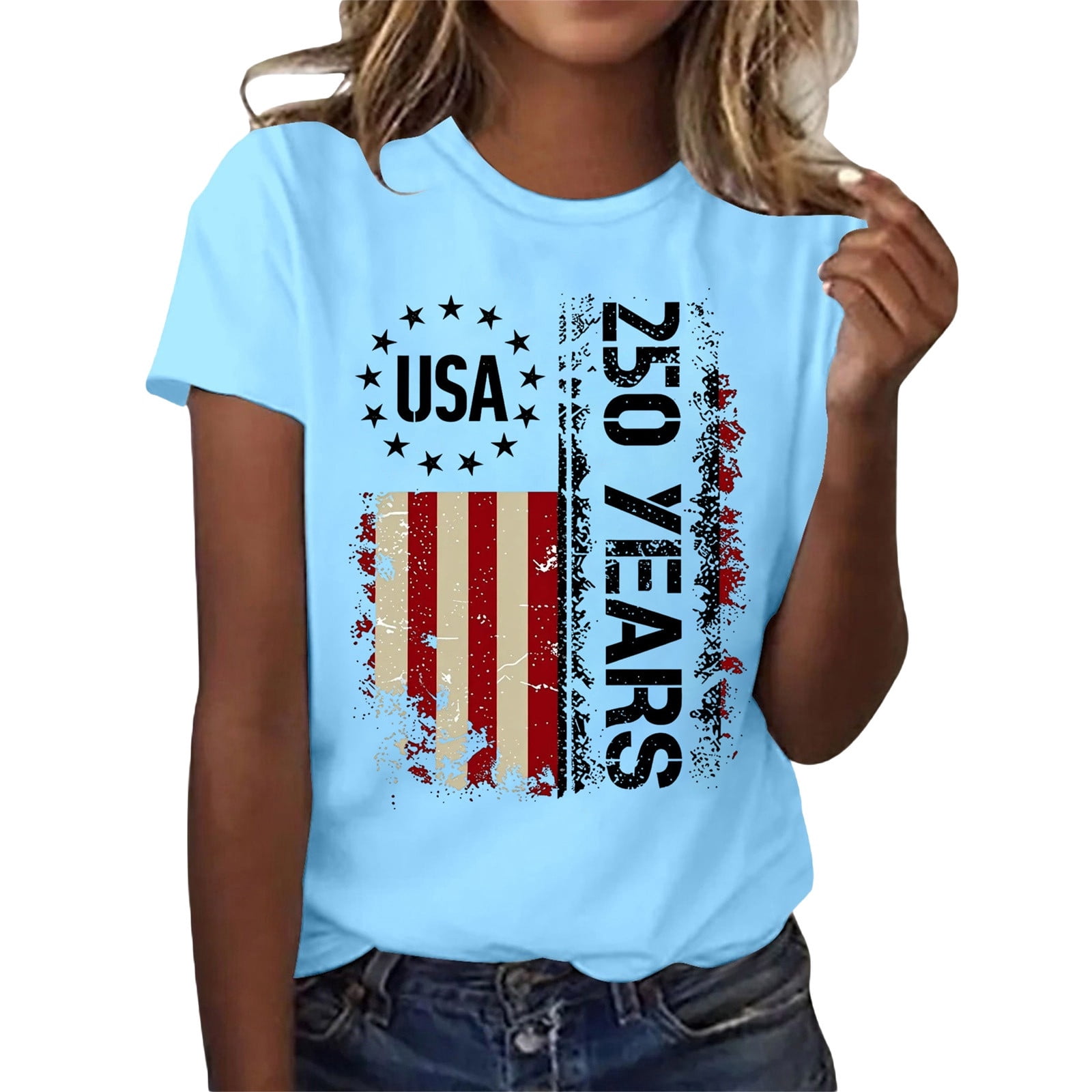 Arlun 4th of July 250th Anniversary USA Patriotic T Shirts Crewneck ...