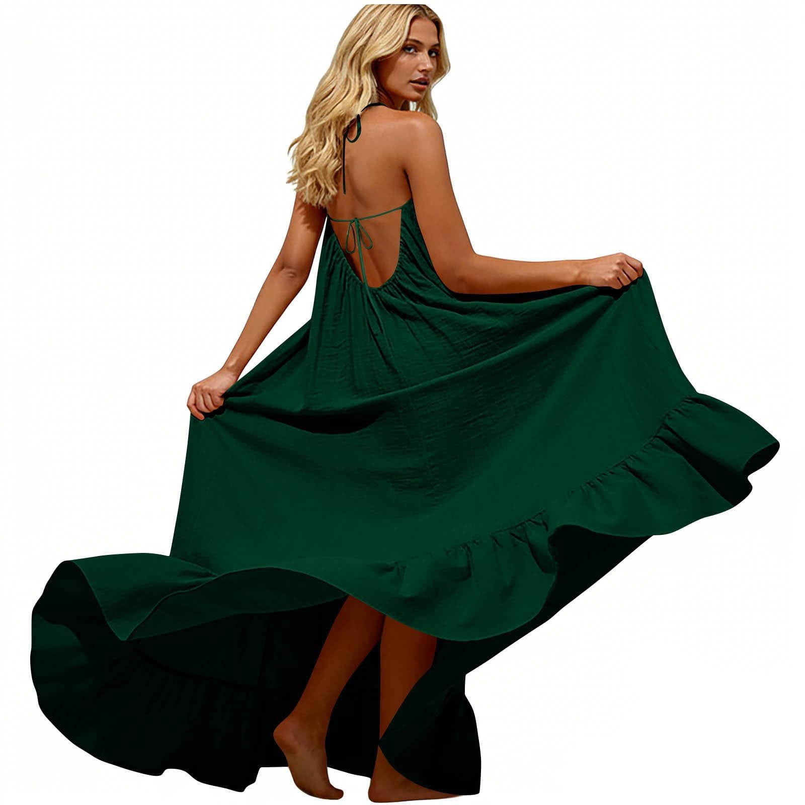 Arlun Backless Cami Dress for Women Flowy Beach Vacation Dresses ...