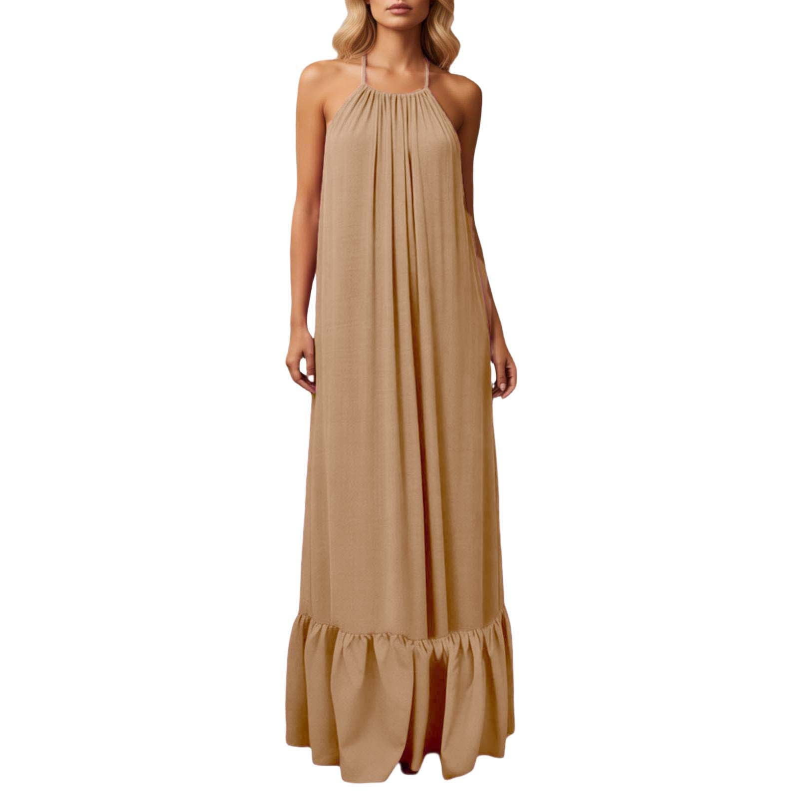 Arlun Backless Cami Dress for Women Flowy Beach Vacation Dresses ...