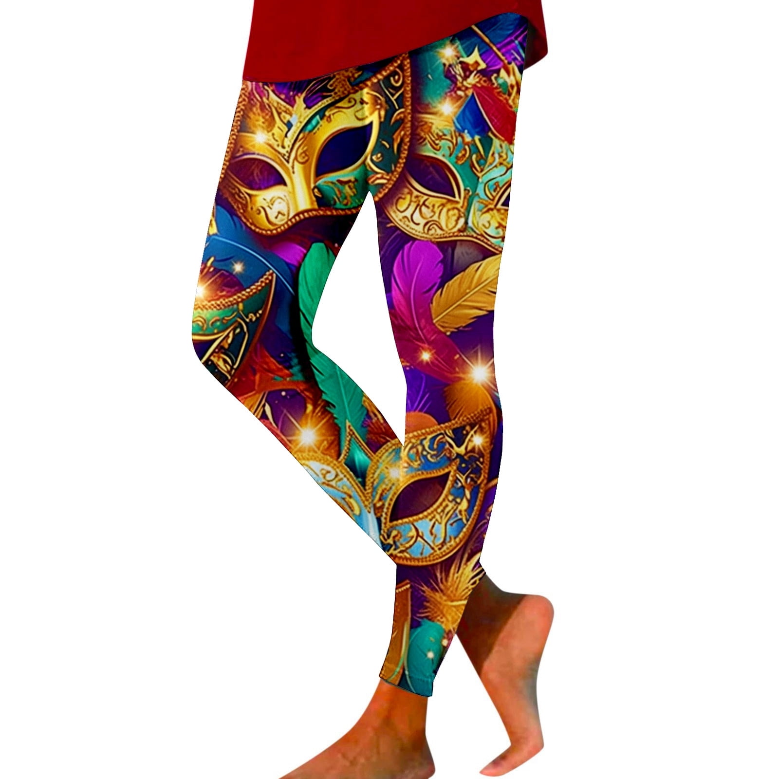 Arlun Ball Masks Printed Womens Leggings for Mardi Gras Butt Lifting ...